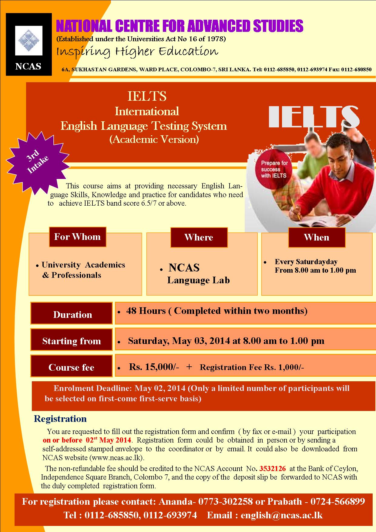 IELTS - National Centre for Advanced Studies in Humanities & Social ...