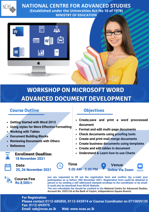 Microsoft Word Advanced Workshop - National Centre for Advanced Studies ...